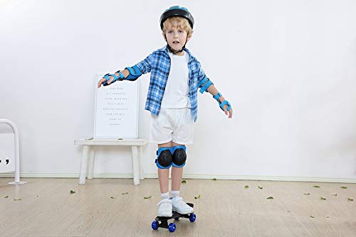SK8MEMO 17X5inch Kids Skateboard, Mini Skateboard for Beginners (Blue)……