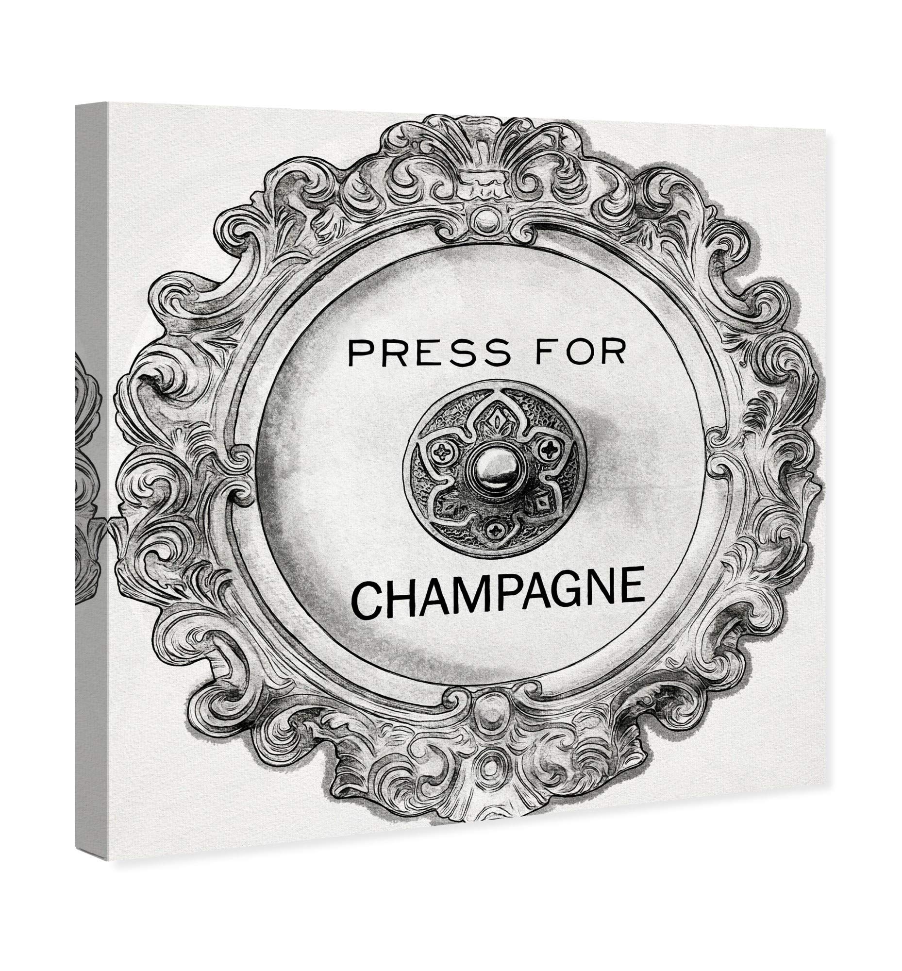 Wynwood Studio Drinks and Spirits Wall Art Canvas Prints 'Press Round' Champagne Home Décor, 20" x 20", Gray, White