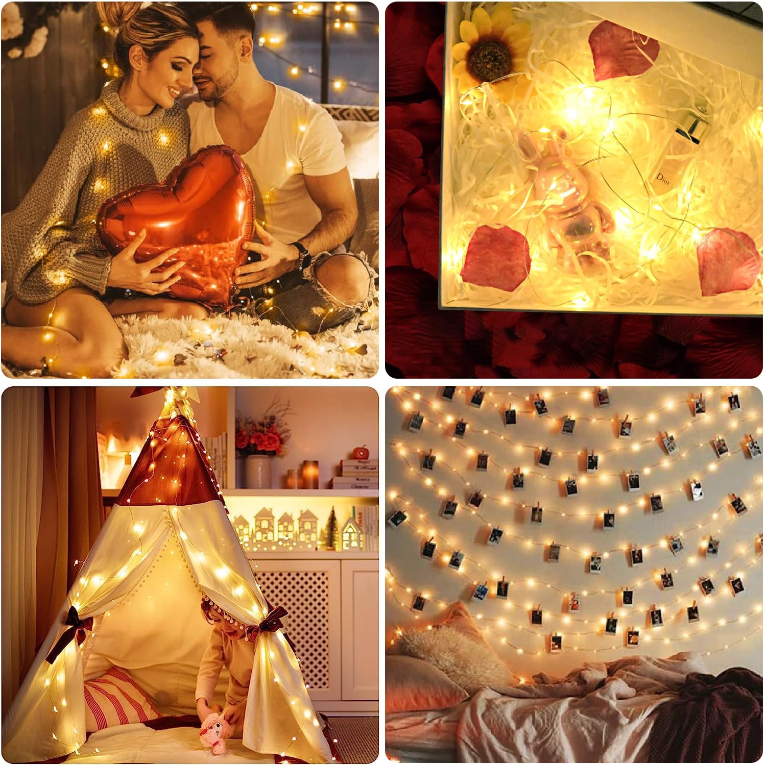 Tasodin led Fairy Lights Waterproof 16.4ft String Lights Battery Operated for Wedding, Home, Garden, Party, Christmas Decoration (1pc, Warm White 1pc)