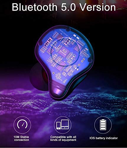 Sabbat True Wireless Earbuds, E12 Ultra Bluetooth 5.0 Headphones with Charging Case, Noise Cancelling Built in Mic TWS HiFi Bass Stereo in Ear 30 Hours Playtime Earphones for Android iPhone (Red)