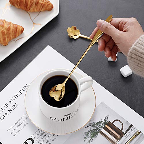Verdental Heart Shaped 7 inches Stainless Steel Couple Long Cafe Cheese Spoon (1 Pair)