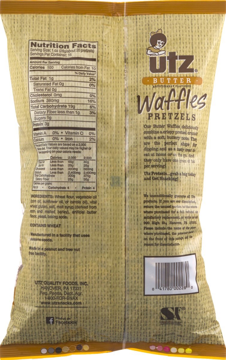 Utz Quality Foods Butter Waffles Pretzels, 4-Pack 16 oz. Bags