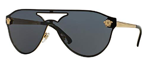 Versace VE2161 100287 42M Gold/Grey Aviator Sunglasses For Men For Women + BUNDLE with Designer iWear Eyewear Kit
