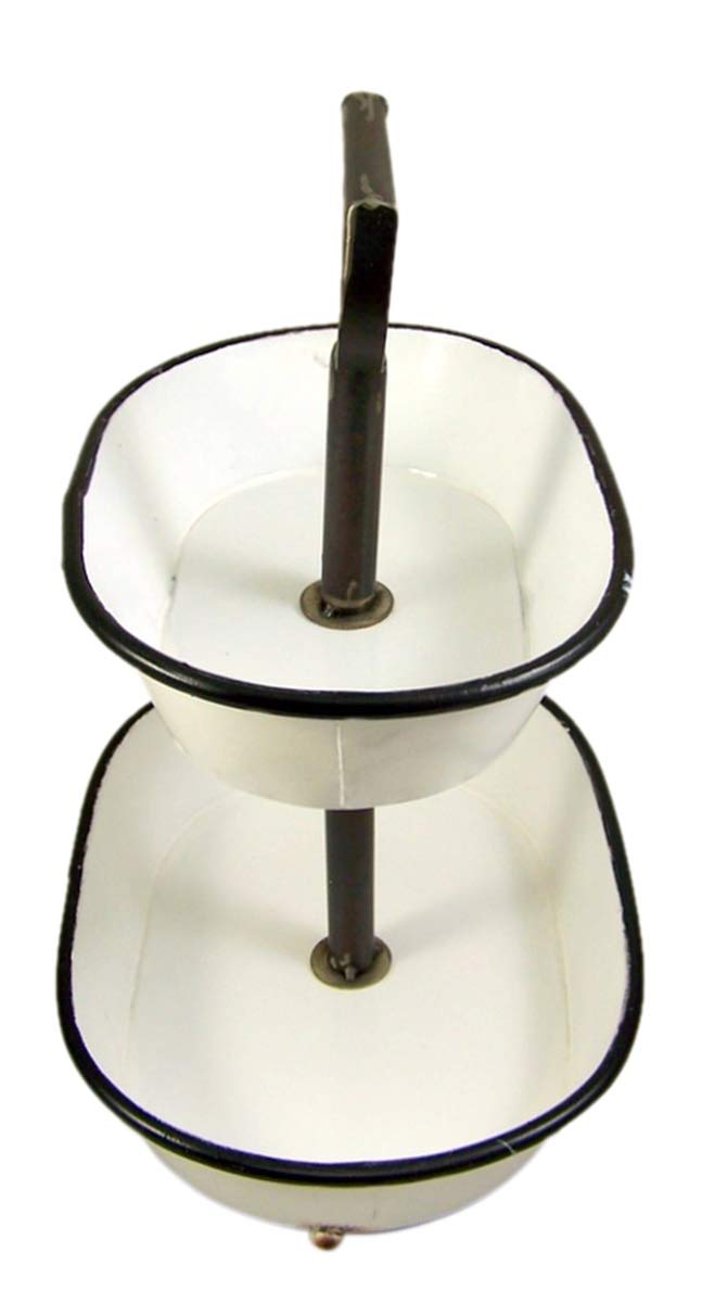 VIP Home Rustic Two Tier Metal Bucket Organizer Display Tray, 14 1/2 Inches