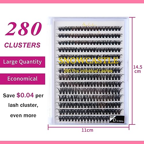 snowcastleLash Clusters 40D-0.07D-9-16MIX LASH Individual Lashes 280 Clusters False Eyelash 30D 40D Cluster Eyelash Extensions Individual Lashes Cluster DIY Lash Extensions at Home (40)
