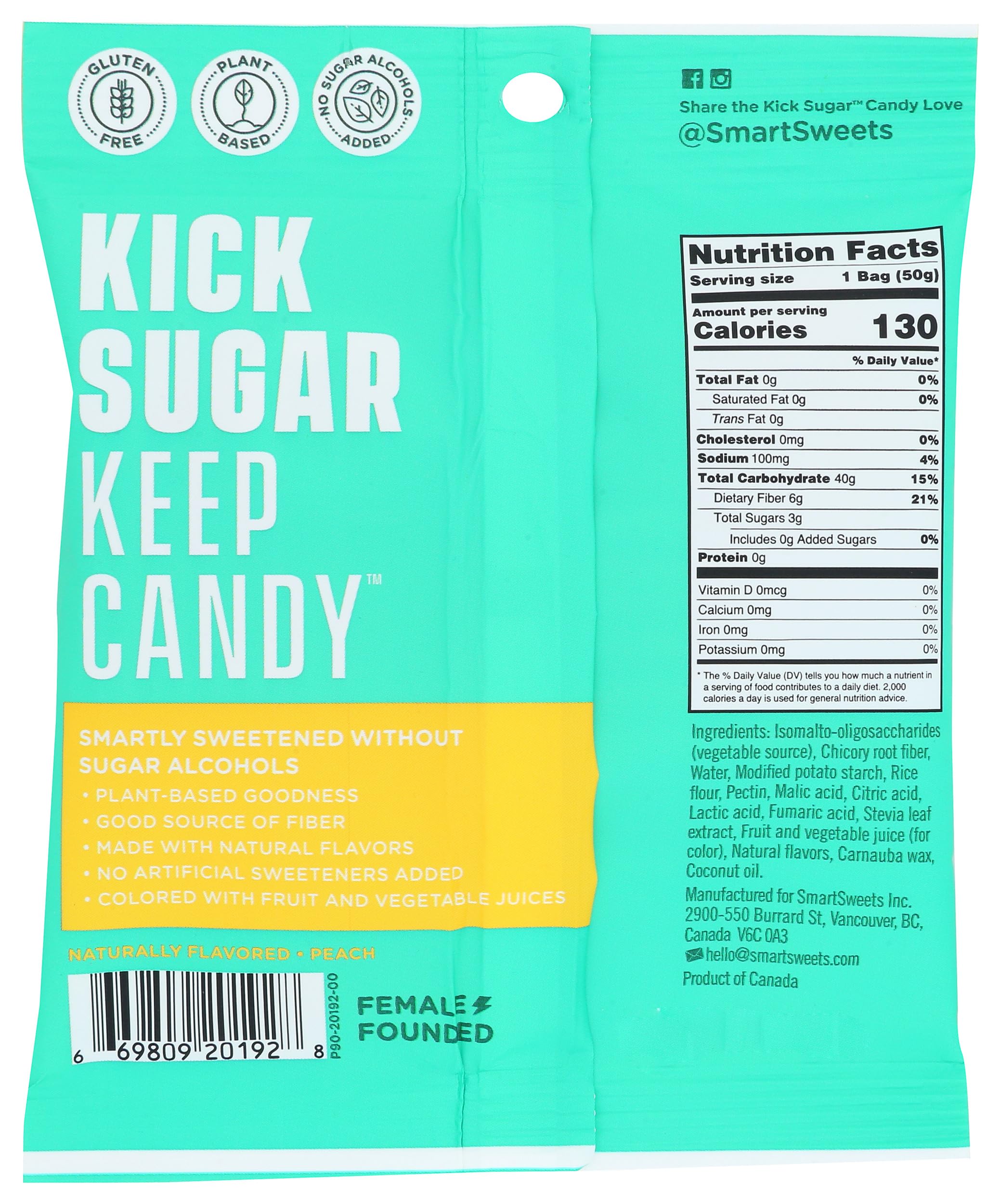 SMART SWEETS Peach Ring Gummies, 1.8 OZ
