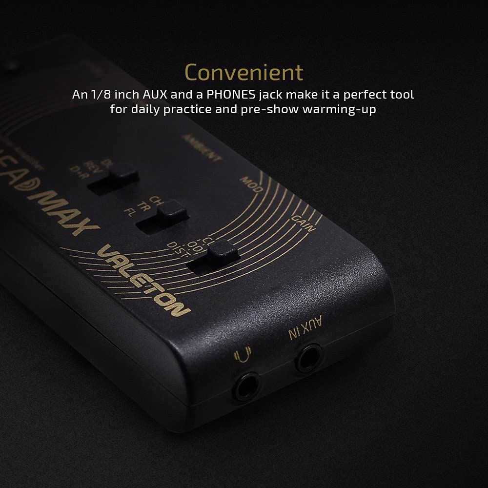 VALETON Guitar Headphone Amplifier Multi Effects Pocket Rechargeable Mini Practice Amplifier Rushead Max (Include 2 Additional Guitar Picks)