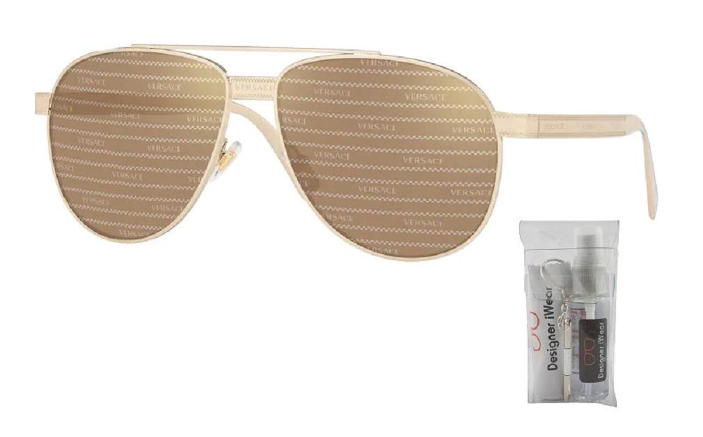 Versace VE2209 100987 58M Black/Grey Aviator Sunglasses For Men + BUNDLE With Designer iWear Eyewear Kit