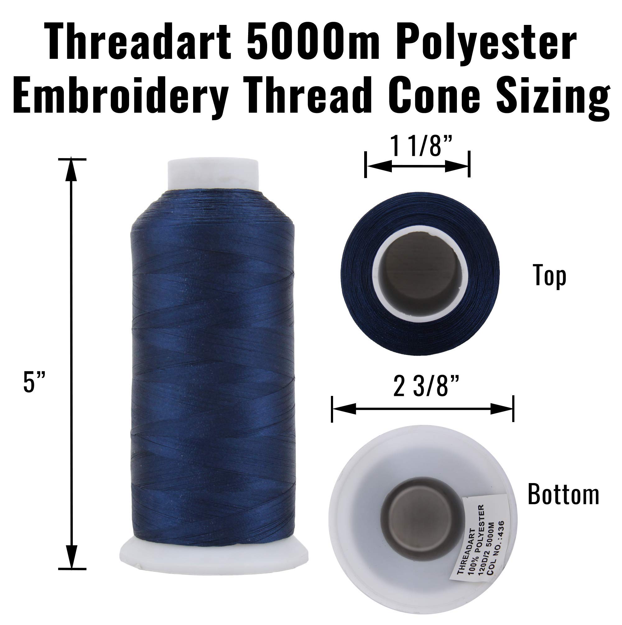 Threadart Large 5000m Cones Polyester Machine Embroidery Thread | Huge 5000M (5500 Yard) Cones 40wt | For Brother Janome Bernina Embroidery & Sewing Machines | No. 394 - Dk Maroon