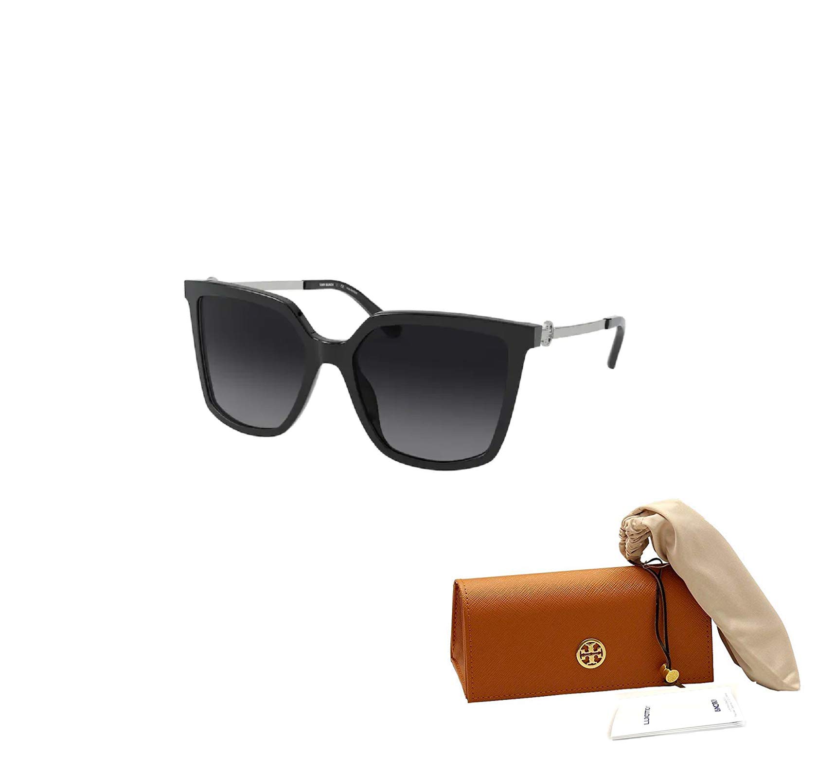 Tory Burch TY7146 179813 55M Black/Brown Gradient Square Miller Sunglasses for Women+ BUNDLE With Designer iWear Eyewear Kit