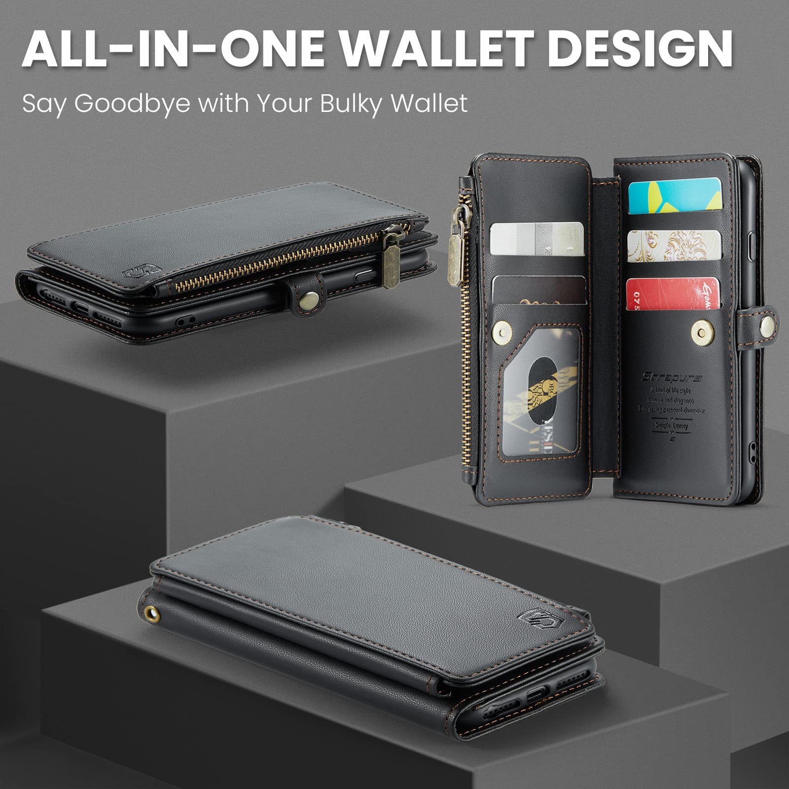 Strapurs Compatible with iPhone SE Case Wallet, for iPhone 8/7/SE 2nd 2020/SE 3rd Wallet Case with Card Holder【RFID Blocking】 Premium PU Leather Magnetic Flip Folio Cover for Women and Men, Lake Blue