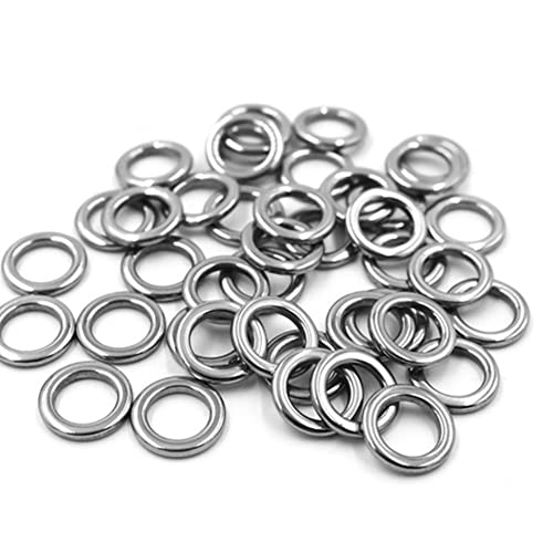 Tuimiyisou Split Ring Stainless Steel Solid Ring Lure Connecting Fishing Tackle Accessories 4.8x7.6mm 50PCS Fishing Accessories-Tools