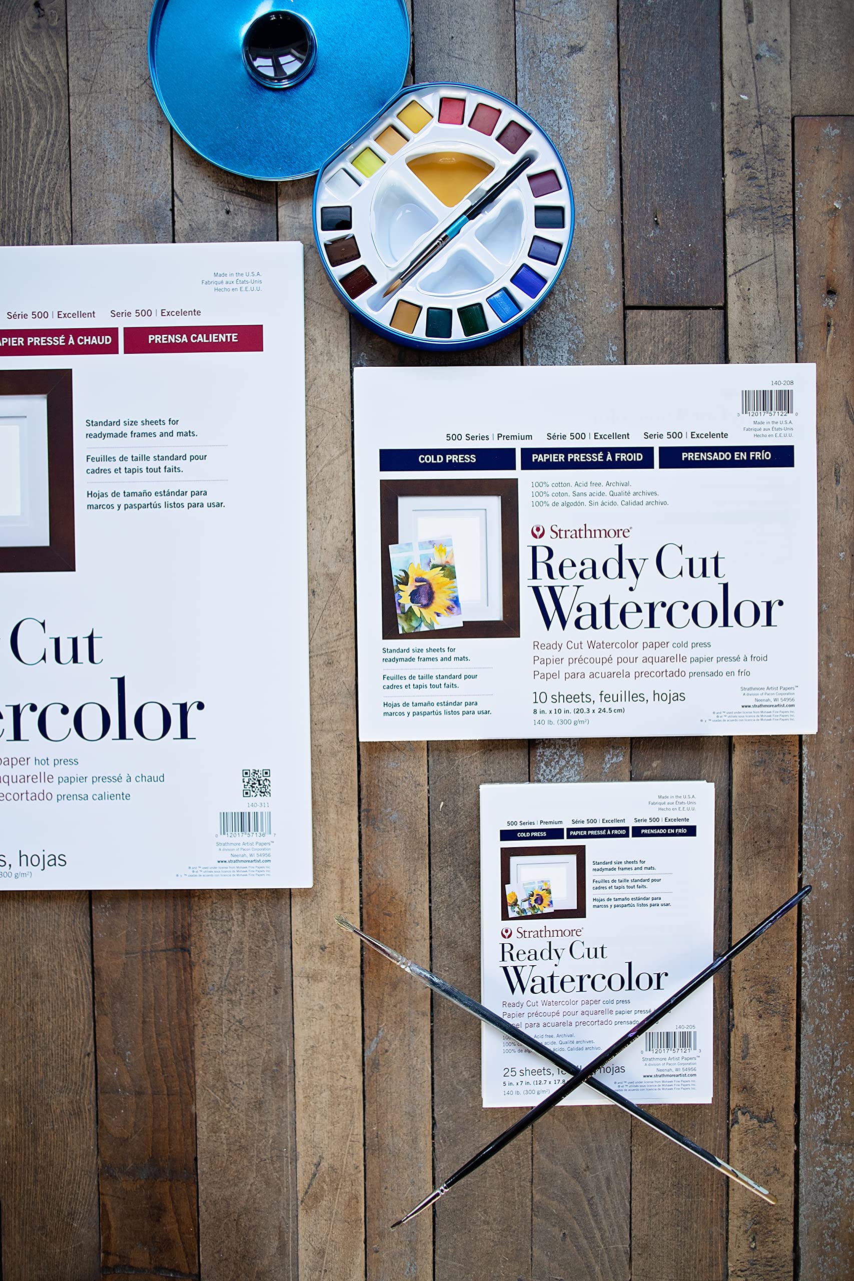 Strathmore 140-205 Ready Cut Watercolor, Cold Press, 5" x 7", White, 25 Sheets,Multicolor