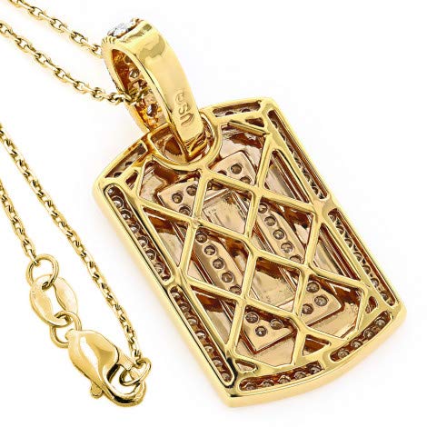 Small Round Diamond Dog Tag Pendant 0.87ctw in 14k Gold (Yellow Gold)