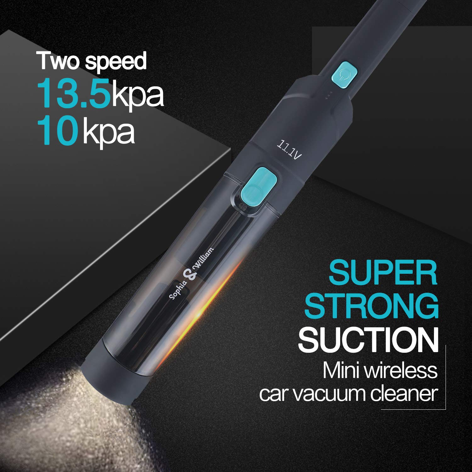 Sophia & William Portable Handheld Car Vacuum 13.5kpa - 1.1 lb Hand Vacuum Rechargeable Vacuum Cleaner Cordless