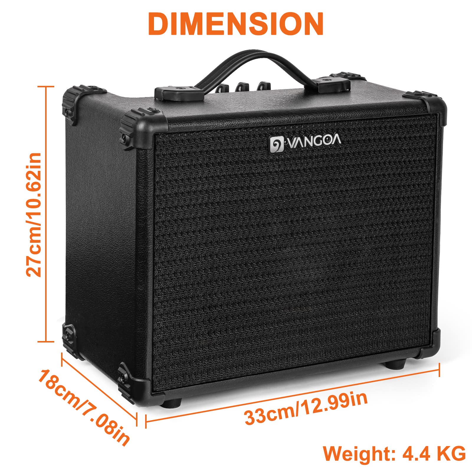 Vangoa Bass Guitar Amplifier 15W Portable Electric Bass Combo Amp Small for Bass Practice Amp Indoor Outdoor, Black
