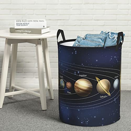 Solar Around Planet Sun Universe System Laundry Hamper With Handle Foldable Durable Laundry Basket Storage Bin Dirty Clothes Organizer Bag For Bedroom Bathroom Nursery