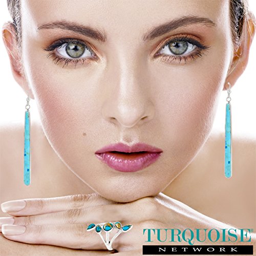 Turquoise Ring Sterling Silver 925 Genuine Gemstones Size 6 to 11 (Turquoise, 9)