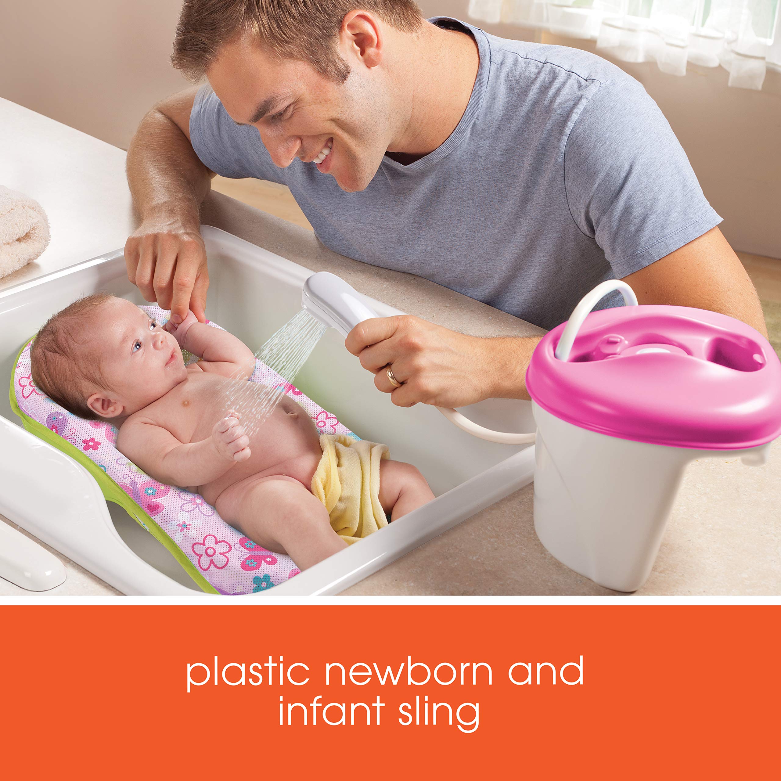 Summer Newborn to Toddler Bath Center and Shower (Pink) – Bathtub Includes Four Stages that Grow with Your Child