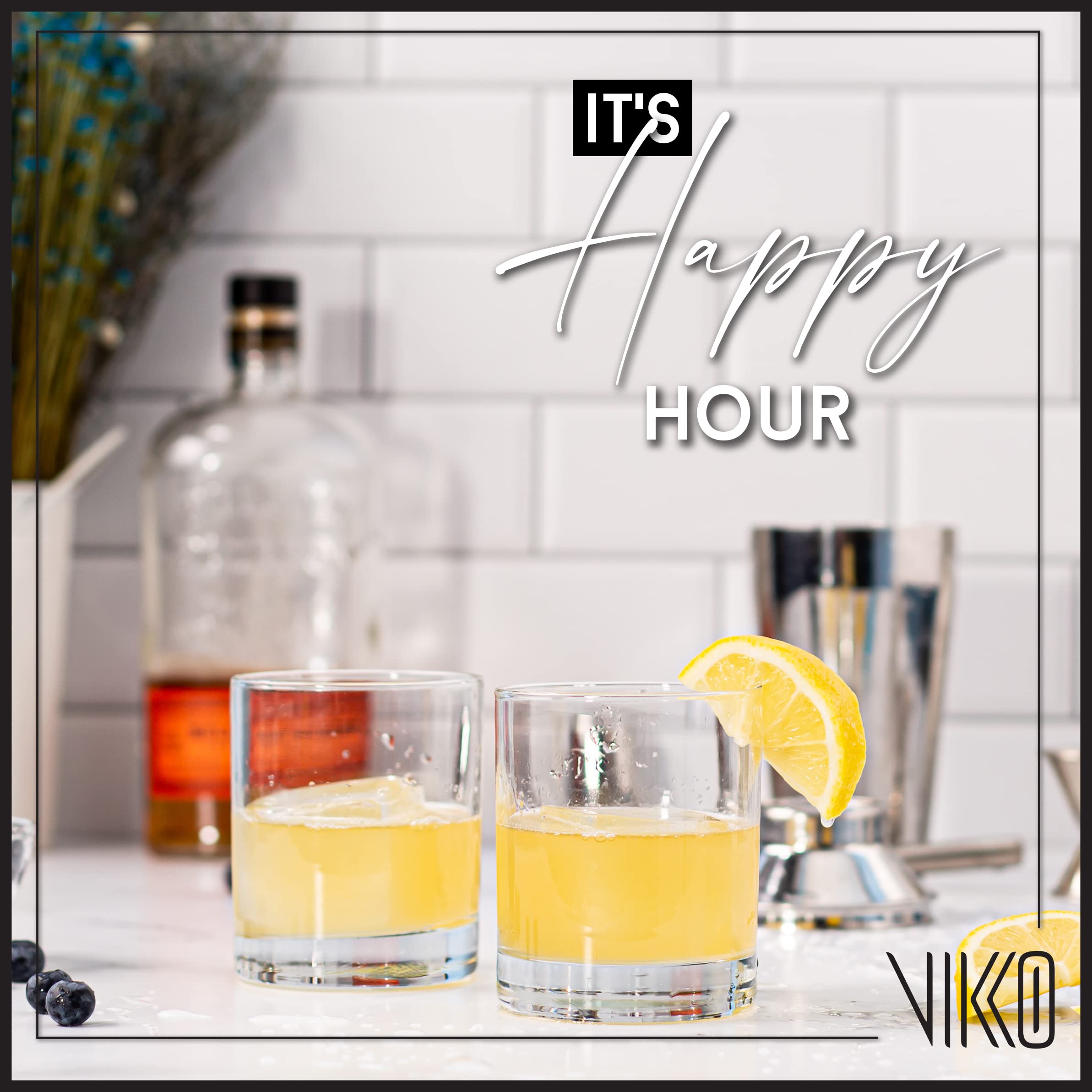 Vikko Whiskey Glasses, 10.25 Oz Scotch Glasses, Set of 6 Old Fashioned Glasses, Crystal Clear Bar Glass, Sturdy Base