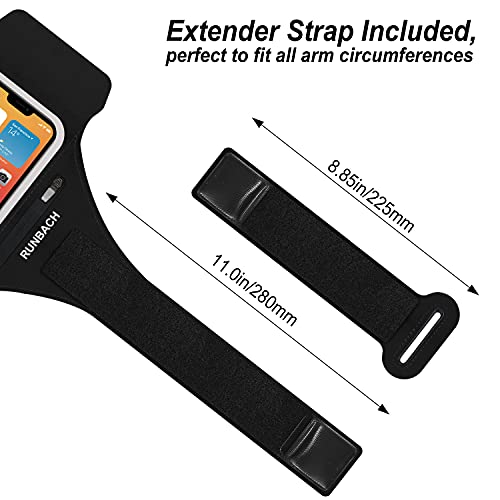 RUNBACH Armband for iPhone 15 Pro Max/15 Plus/iPhone 14 Pro Max/14 Plus/13,12,11 Pro Max/XS Max/iPhone 8/7 /6 Plus,Water Resistant Sport Armband with Zipper Slot for Airpods and Keys (Black)