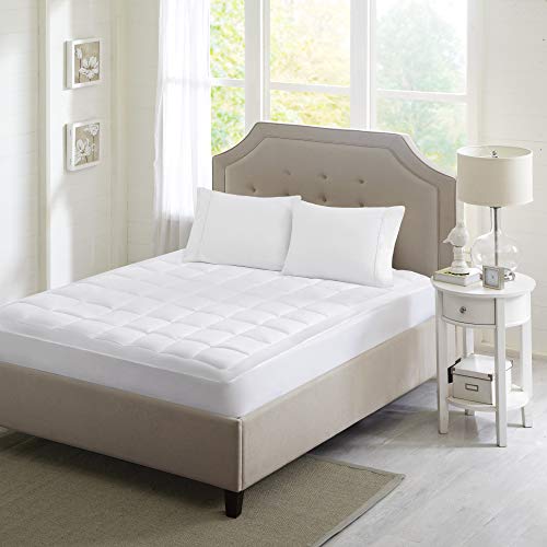 Sleep Philosophy 3M Protector Topper Moister Wicking Hypoallergenic Stain Resistant Bed Cover with Deep Pocket Mattress Pad, King, Highline White