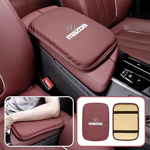 TBMAKE Car Armrest Pad for Mazda 2 3 5 6 Cx7 Cx5 Cx9 Cx-5 Cx3 MX-5 CX30, Leather Car Armrest Pad Memory Foam Car Cushion Mat,Green