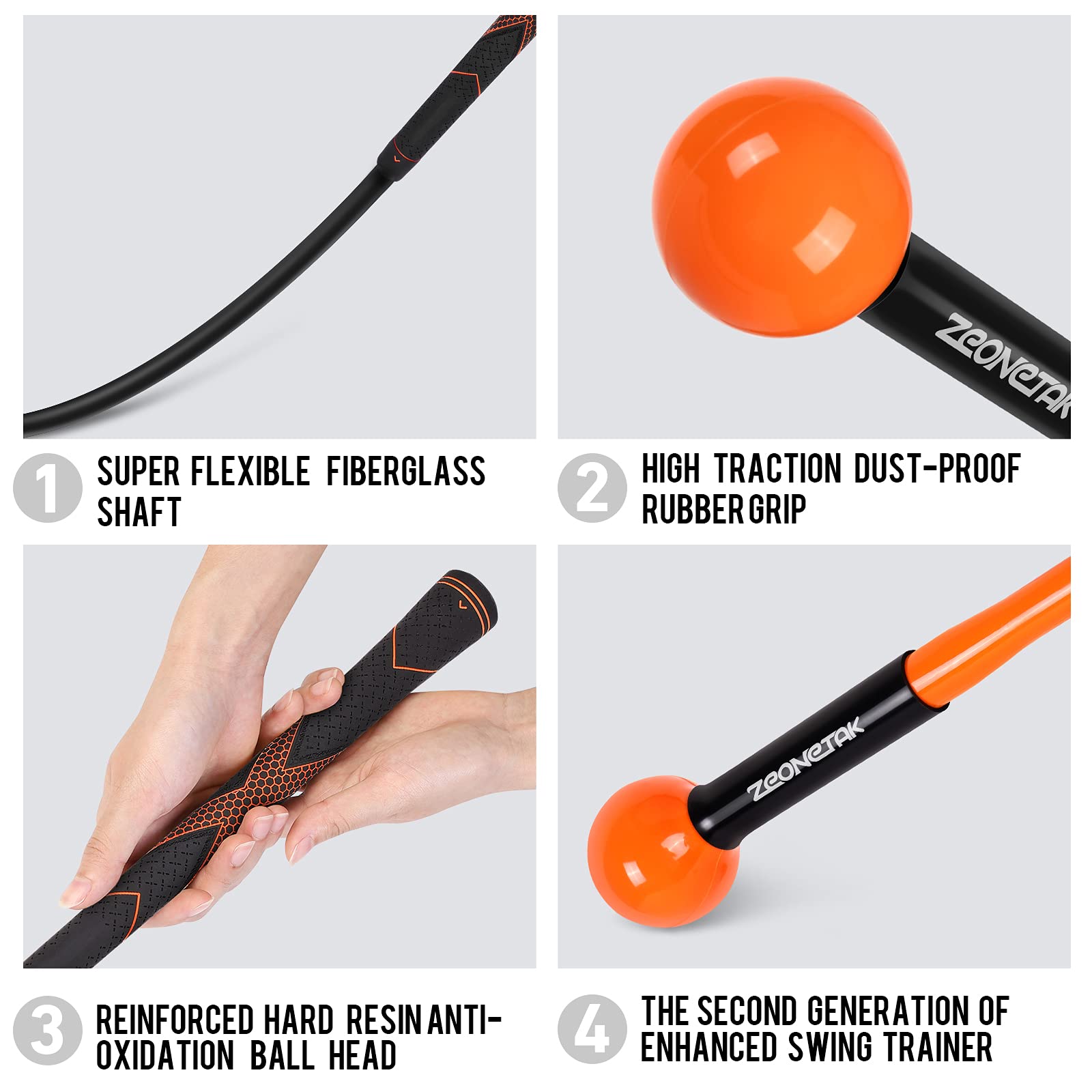Zeonetak Golf Swing Trainer Aid, Golf Swing Trainer Warm-Up Stick for Strength, Flexibility and Tempo, Golf Training Aid, Golf Trainer Accessories for Men Women (40 INCHES, Yellow)