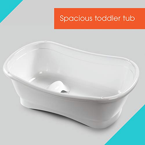 Summer Right Height Bath Tub β Elevated and Spacious Baby Bathtub with Newborn Bath Support β Extended Use Features Include Tubside Seat and Stepstool