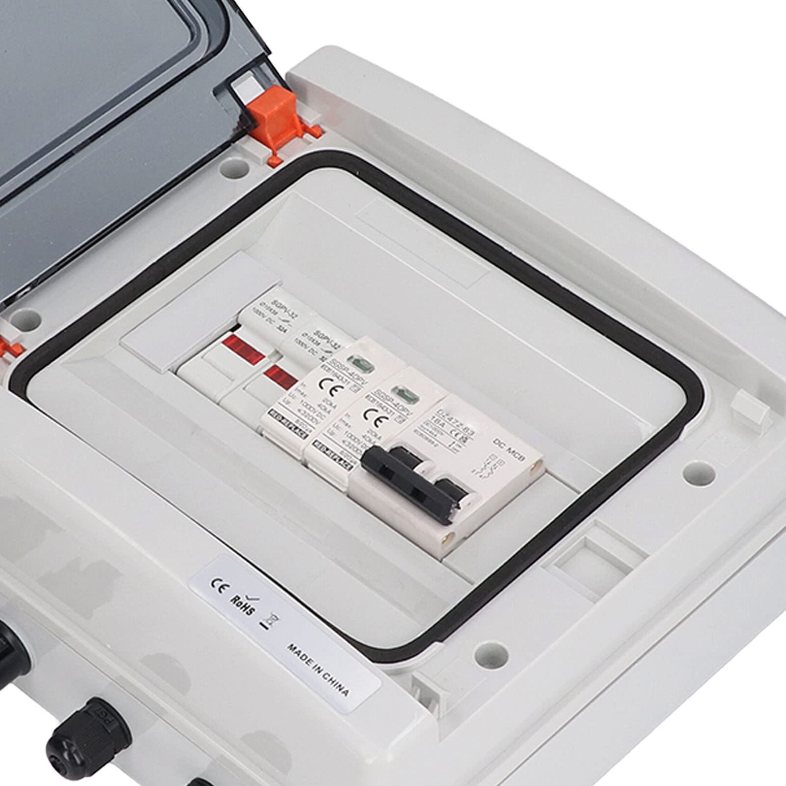 Solar PV Combination Box, IP65 Rated Waterproof and Dustproof, Light Indication Protective Transparent Cover, 40A 1000V Suitable for PV Grid Connection System