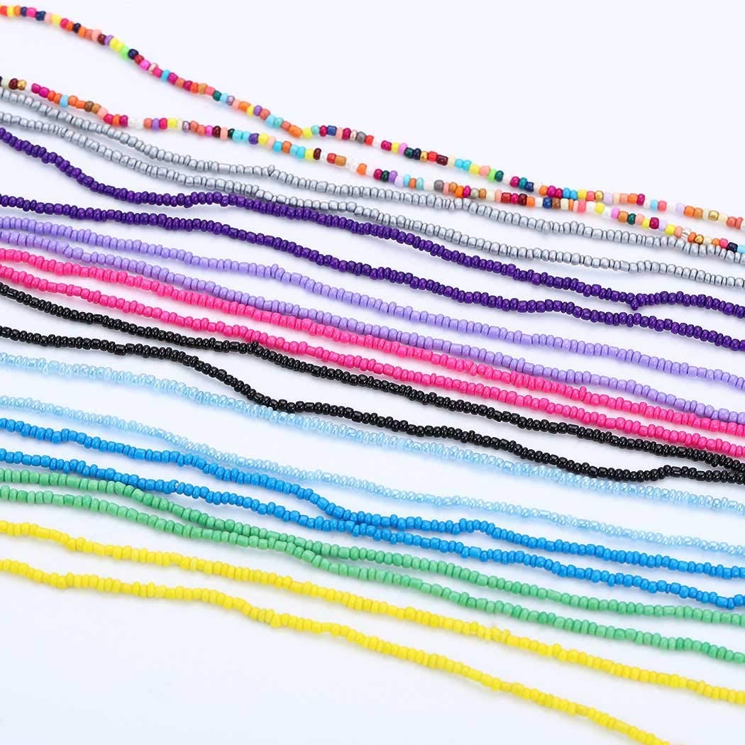 Victray Beads Belly Chain African Beaded Waist Chains Layered Bikini Chain Beach Waist Accessories 10 Pack for Women