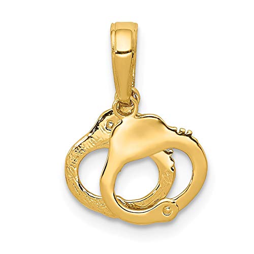 Solid 14k Yellow Gold Handcuffs Pendant (11.5mm x 15mm)