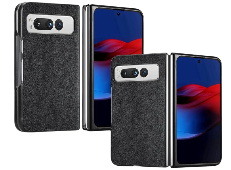 TYXDKJ Alcantara Case for GooglePixel Fold,Handmade Half-Wrapped Synthetic Suede Cover (Black)
