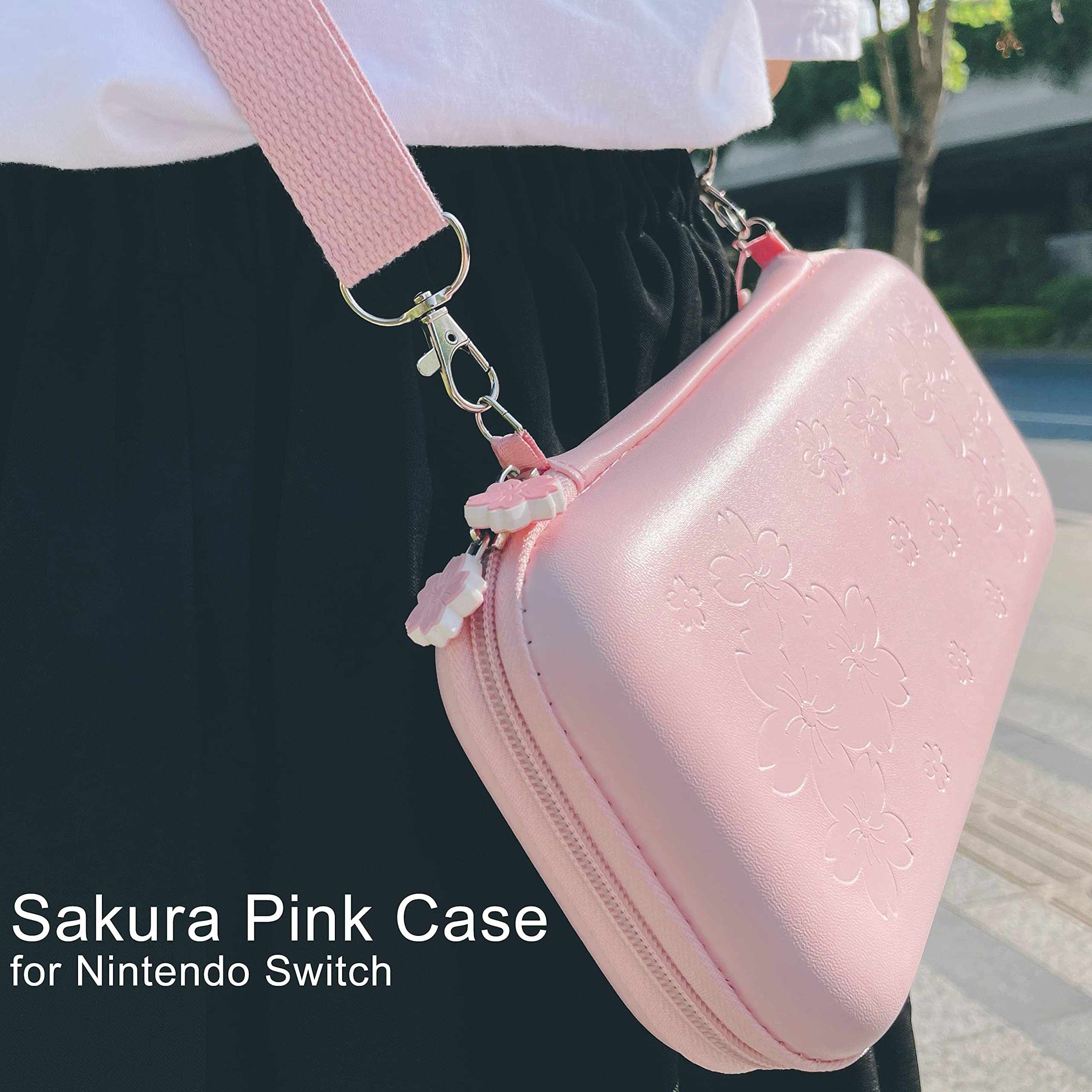 Travel Case for Nintendo Switch/Switch LITE/OLED Carrying Case Bundle Bag Hard Portable Protective Switch Accessories Kit (Switch Pink