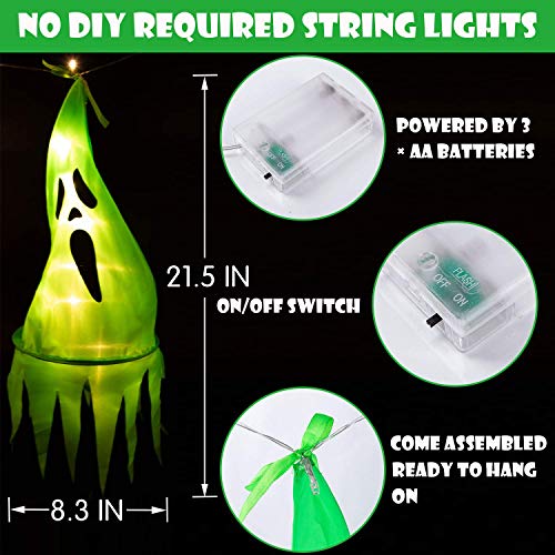 Shanyuna Halloween String Lights Outdoor Lights Battery Powered - 22FT 8LED Ghost Skull Light Up Your Home Patio Garden Indoor for Halloween Party Decorations Decor