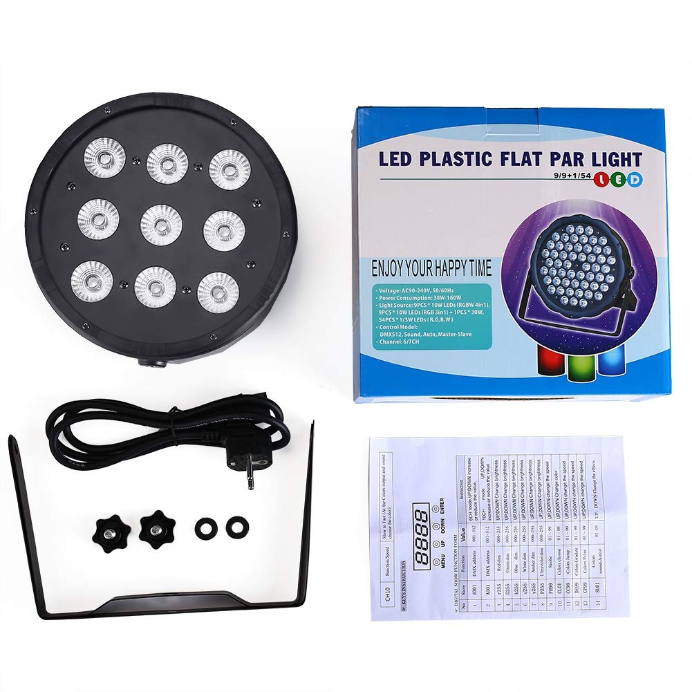 Stage Lights 9x18W Uplights with Strict Testing 6in1 RGBWA UV LED Par Lights Sound Activated DMX512 Control Bright DJ Par Light for Stage Party Club Disco Wedding Events