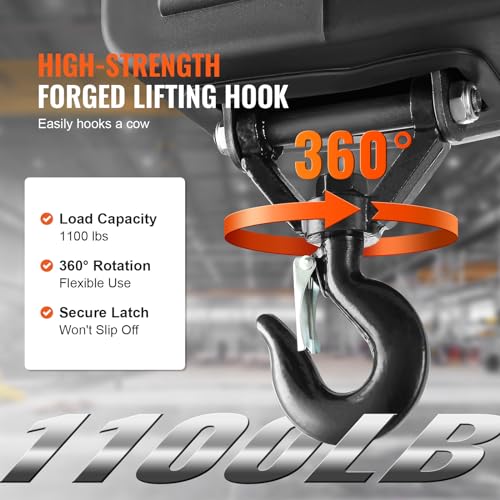 VEVOR 3in1 Electric Hoist Winch, 1500W Portable Electric Winch, 110V Power Winch Crane, 25ft Lifting Height, Overload Protection for Lifting