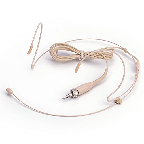 Sujeetec Microphone Headset Headworn Earset Over Ear Hanging Mic for Sennheiser Wireless System Bodypack Transmitter, Ideal for Lectures, Live Performance, Theater, Podcasts – Beige