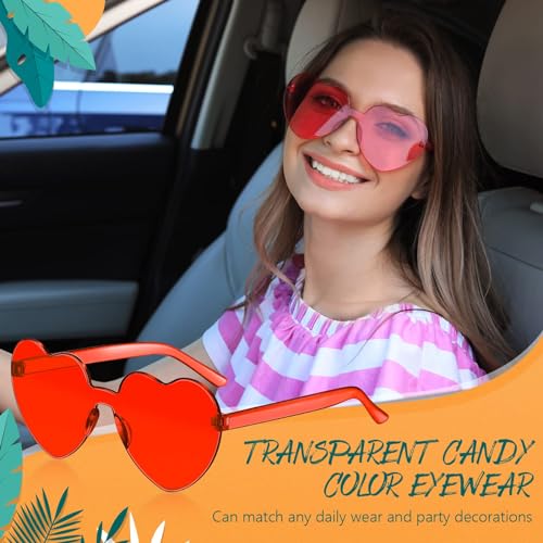 RTBOFY 2 Pack Heart Sunglasses for Women Rimless Heart Shaped Glasses Bulk Party Favor Fun Decorations