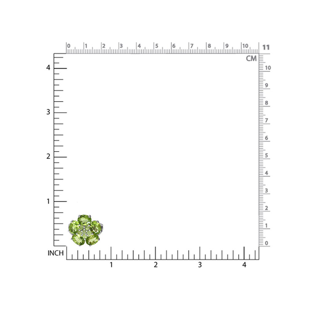 Silvershake 7.97ct. Natural Peridot White Gold Plated 925 Sterling Silver Flower Cluster Cocktail Ring Size 8