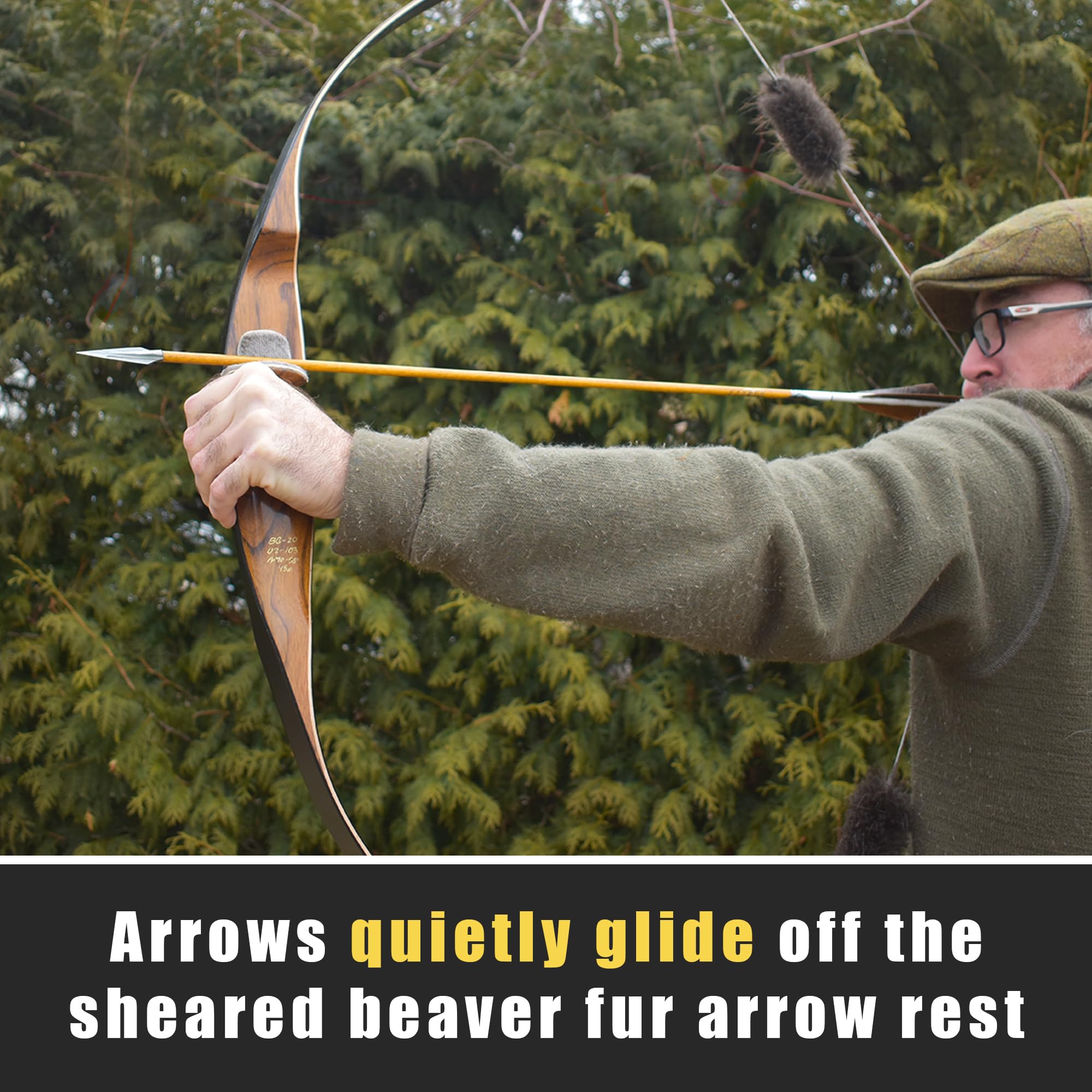Standing Wolf Arrow Rest for Recurve Bow | Stick On Arrow Rest | Bow Arrow Rest | Archery Rest (Beaver Fur)