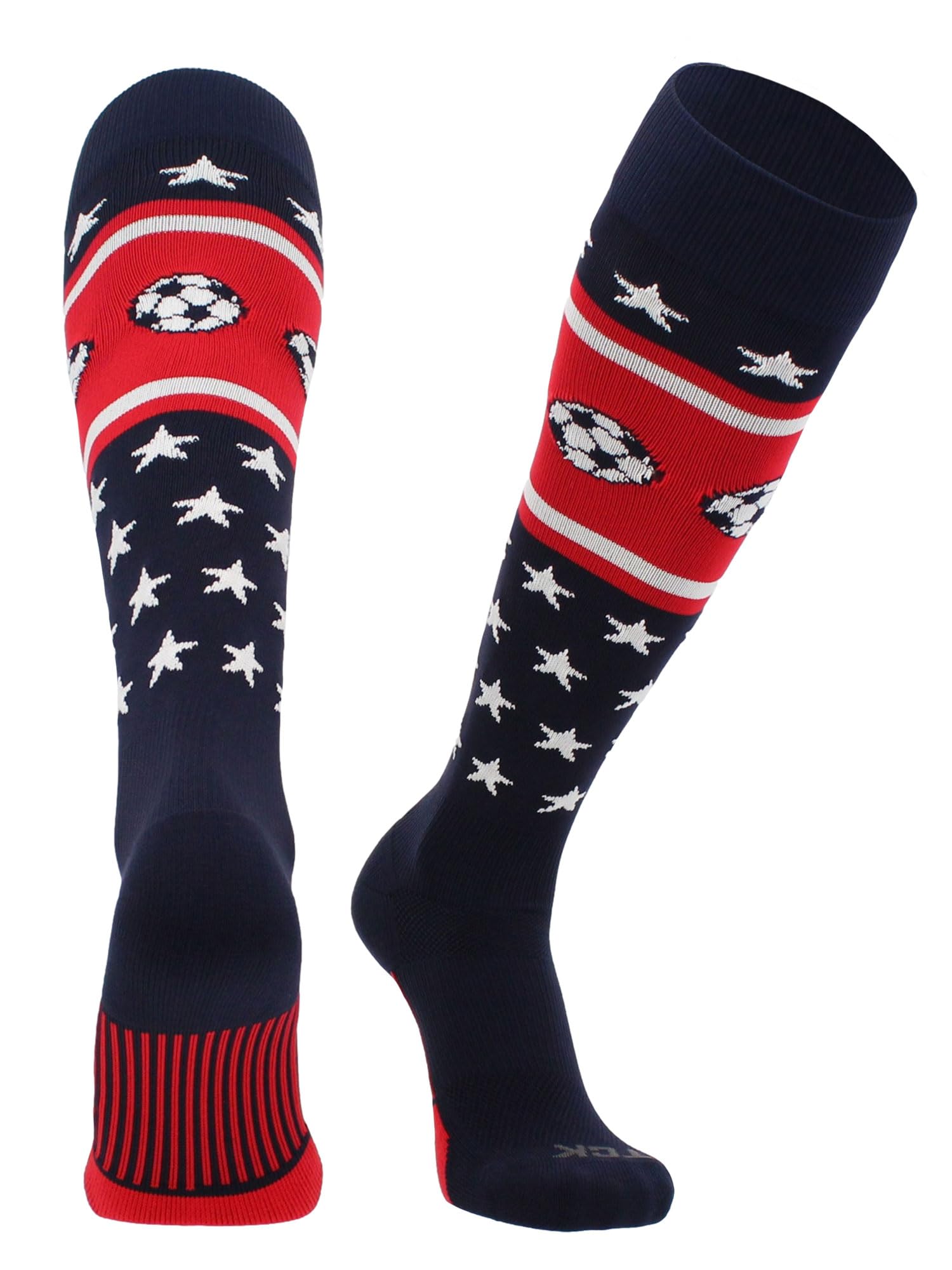 TCK Patriotic USA Soccer Socks (Navy/Scarlet/White, Medium)