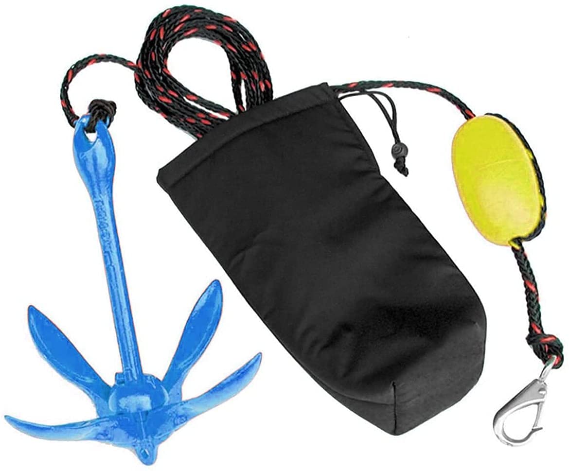 XIALUO Marine Kayak Anchor Portable Folding Grapnel Kayak Anchor Kit (1.5lb) with 30 ft Marine Rope