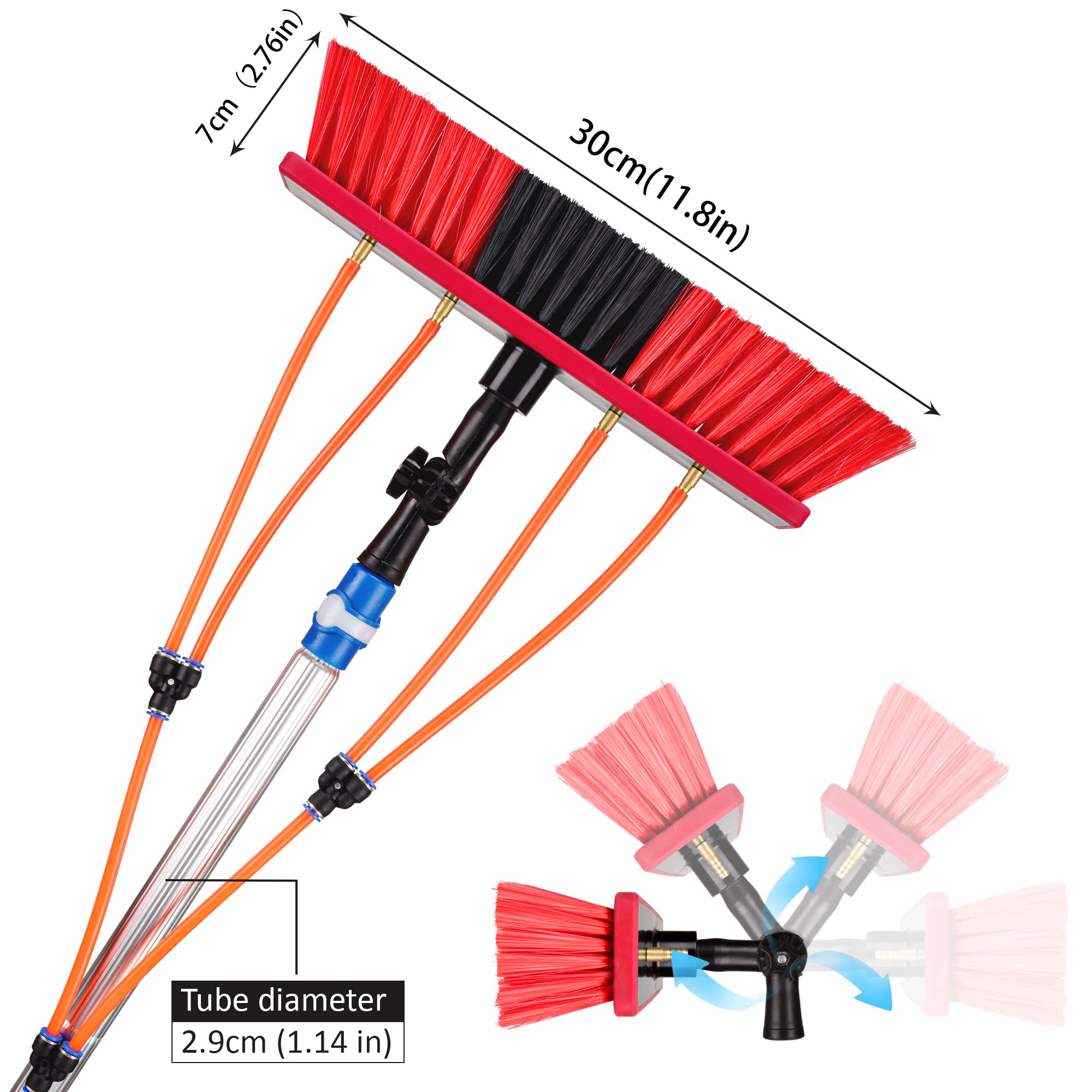 Solar Panel Cleaning Brush, 26 FT Adjustable Water Fed Pole Cleaning Kit, Solar Panel Cleaning Pole and Outdoor Window Washing Equipment