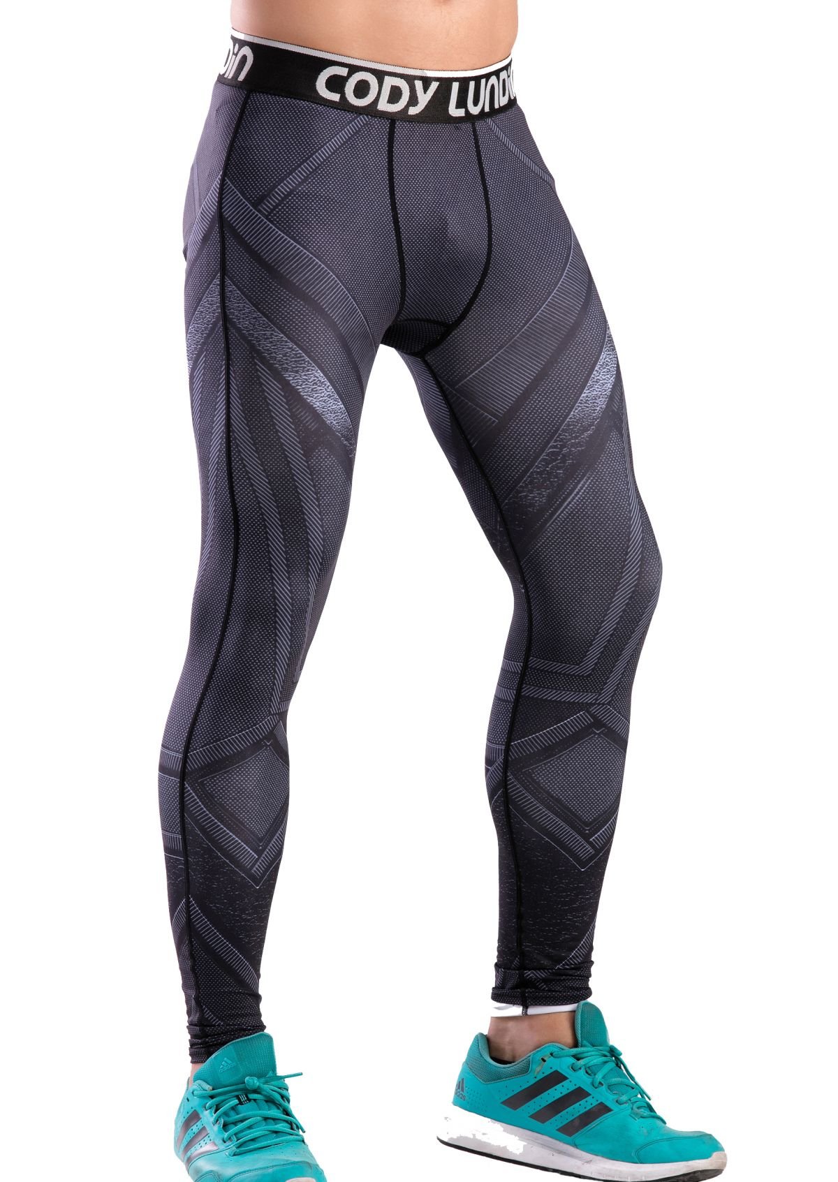 Red Plume Men's Compression Elastic Tight Leggings Sport Panther Leopard Printing Pants