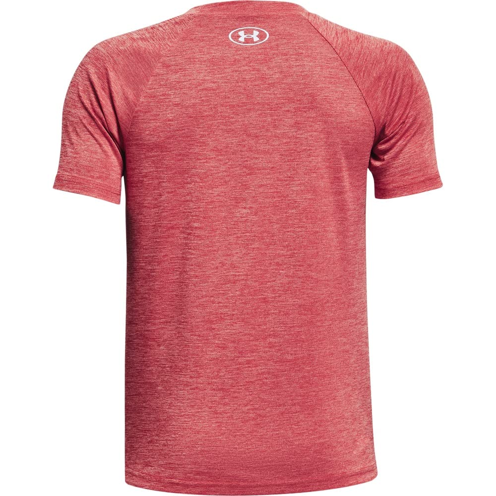 Under Armour boys Tech Split Logo Hybrid Short-Sleeve T-Shirt , Red (600)/Black , Youth Small