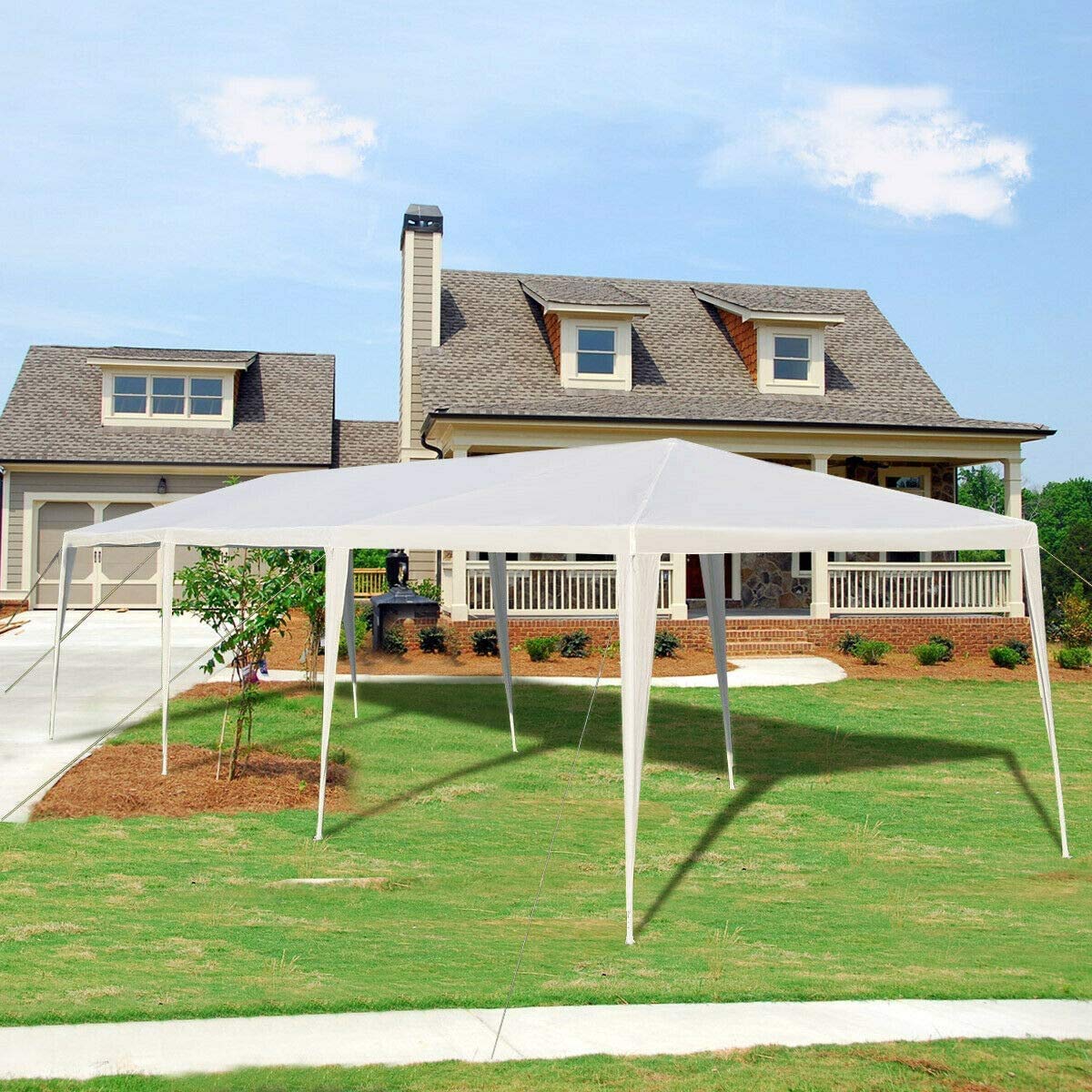 Tangkula 10 x 30 Feet Outdoor Canopy Tent, Wedding Party Tent with 16 Stakes & 8 Wind Ropes, Yard Enclosed White Tent for Events, Parties, Backyard