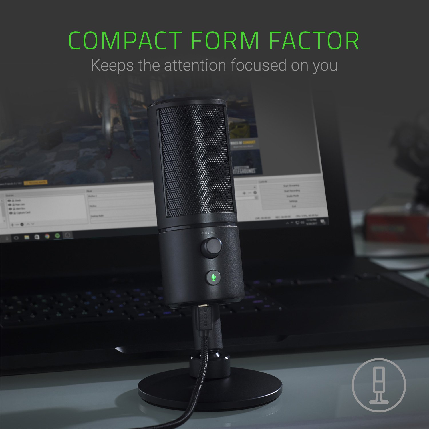 Razer RZ19-02290400-R3M1 Seiren X Quartz Compact USB Condenser Microphone, with Integrated Shock Absorber and Supercardioid Recording Pattern for Streamers