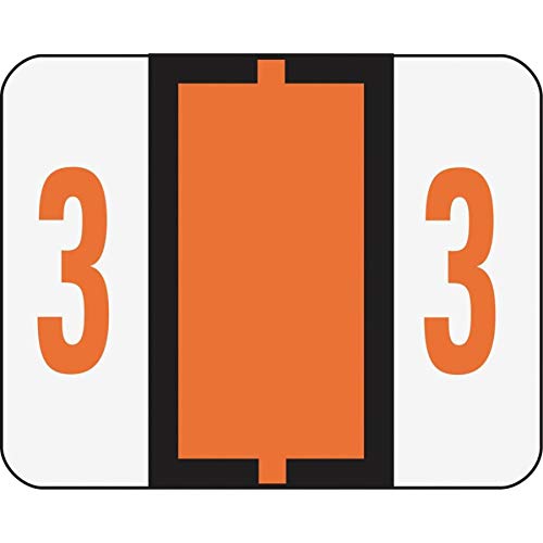 Smead BCCRN Bar-Style Color-Coded Numeric Label, 3, Label Roll, Dark Orange, 500 labels per Roll (67373)