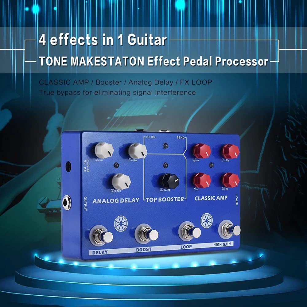 ZYZMH Multi-Effects 4-in-1 Guitar Effect Pedal Tone MAKESTATON Guitar Pedal Processor Classic AMP Booster Analog Delay Guitar Accessor